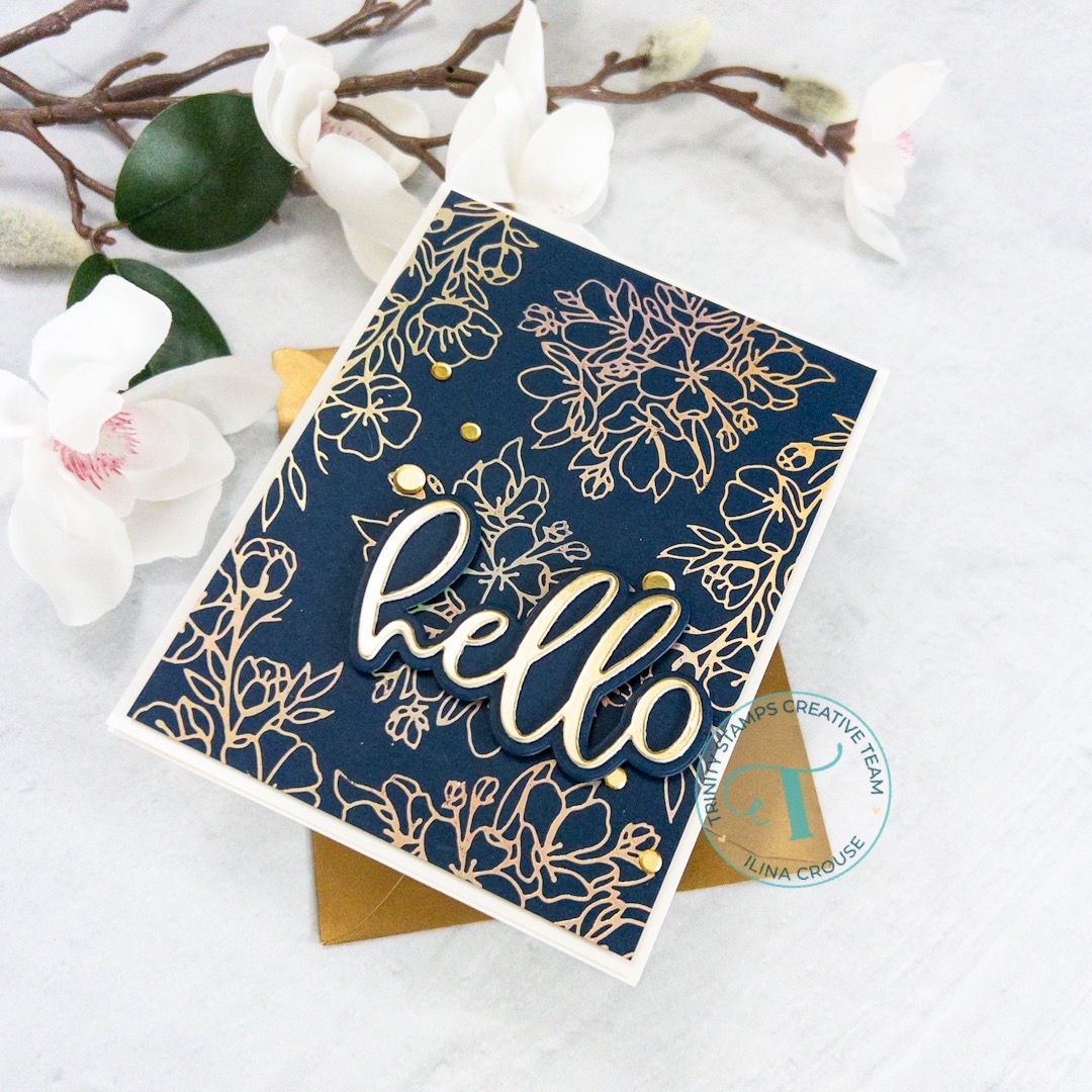 Foiled Sakura Blooms Hello – Trinity Stamps