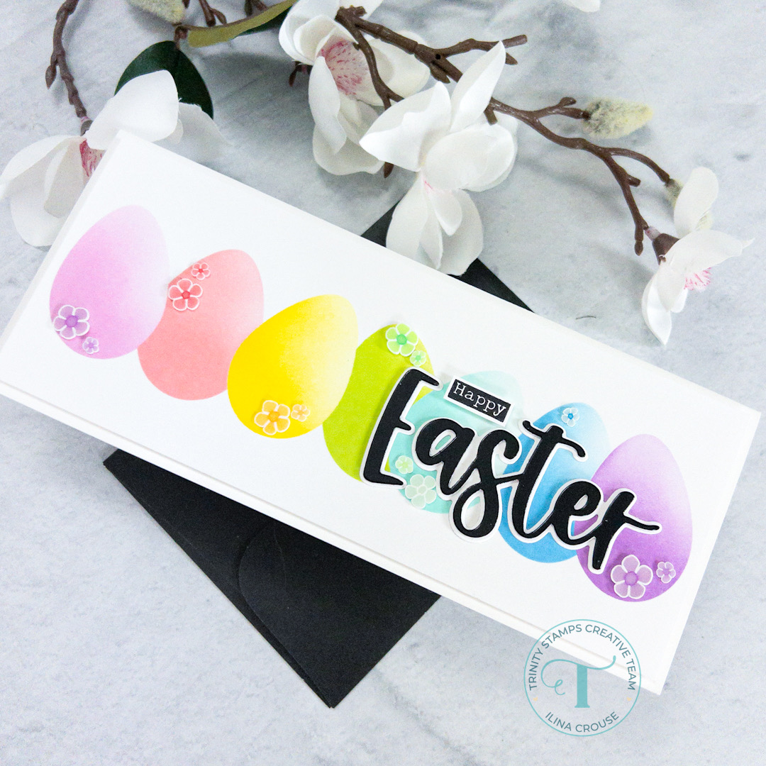 Rainbow Easter Eggs Slimline Card – Trinity Stamps