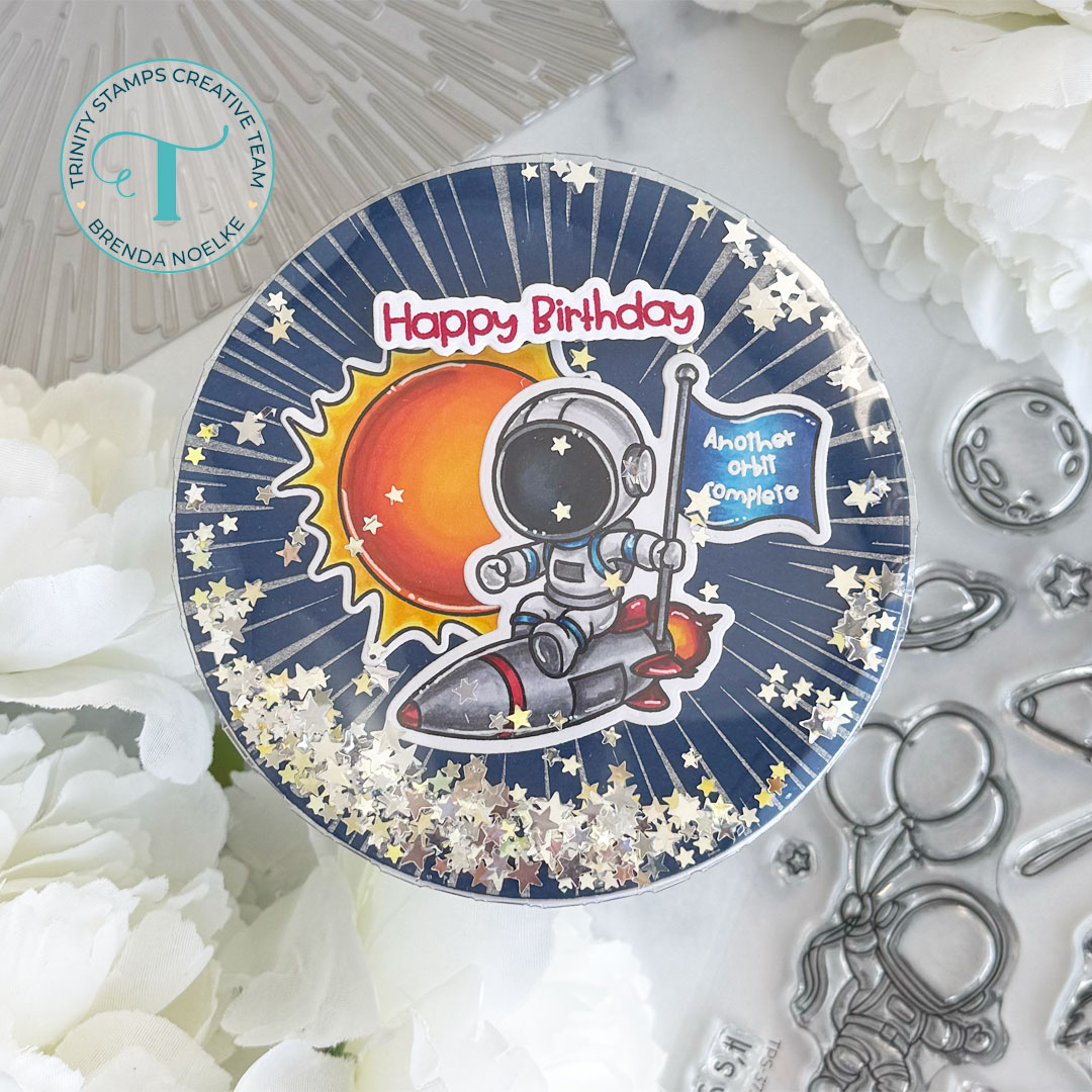 Another Orbit Complete – Circle Shaker Birthday Card – Trinity Stamps