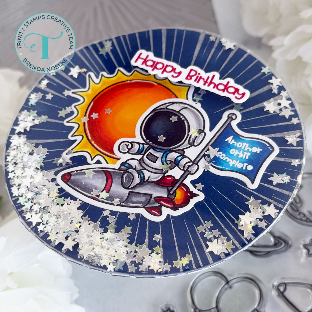 Another Orbit Complete – Circle Shaker Birthday Card – Trinity Stamps