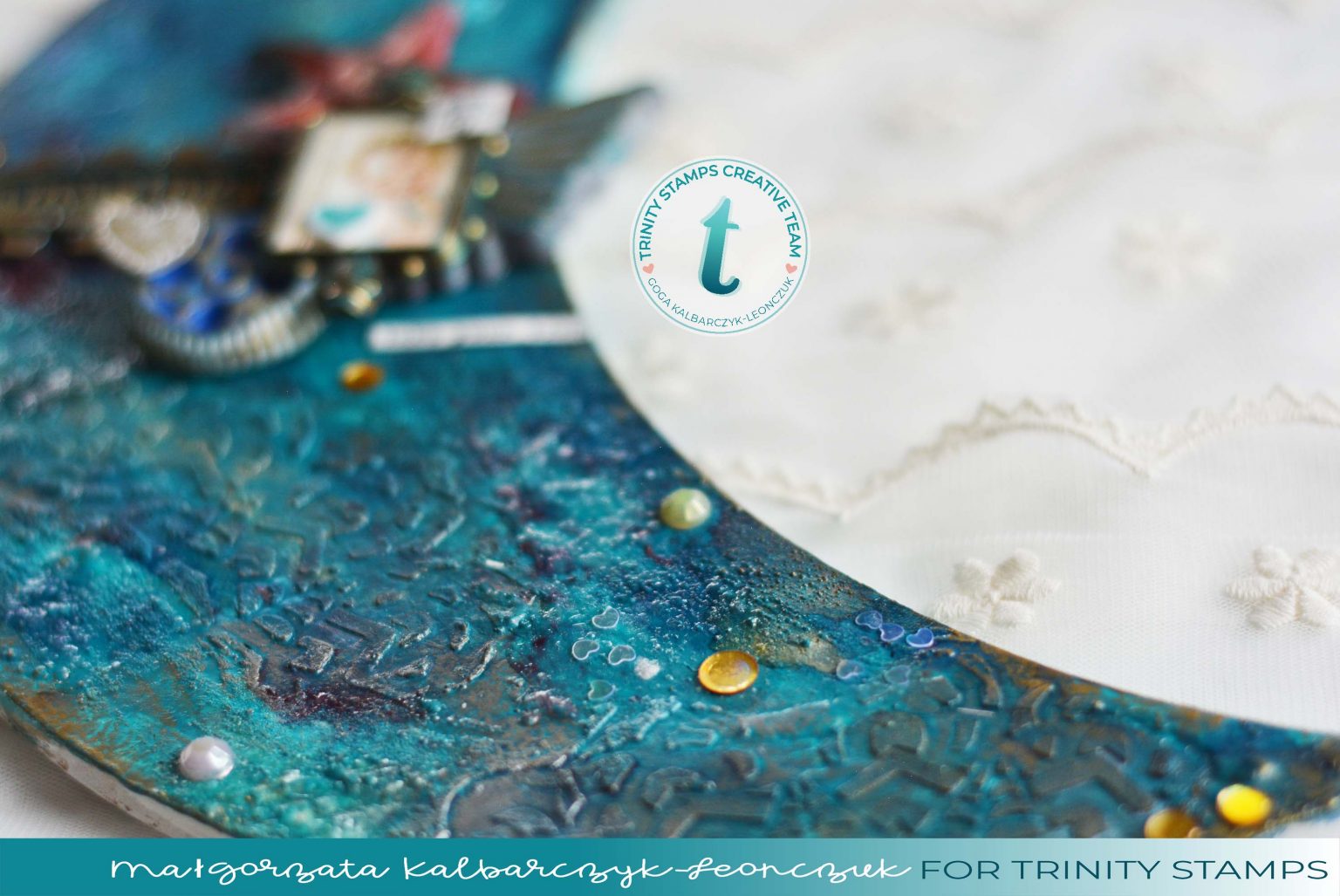 Mixed media moon for baby boy for first birthday – Trinity Stamps