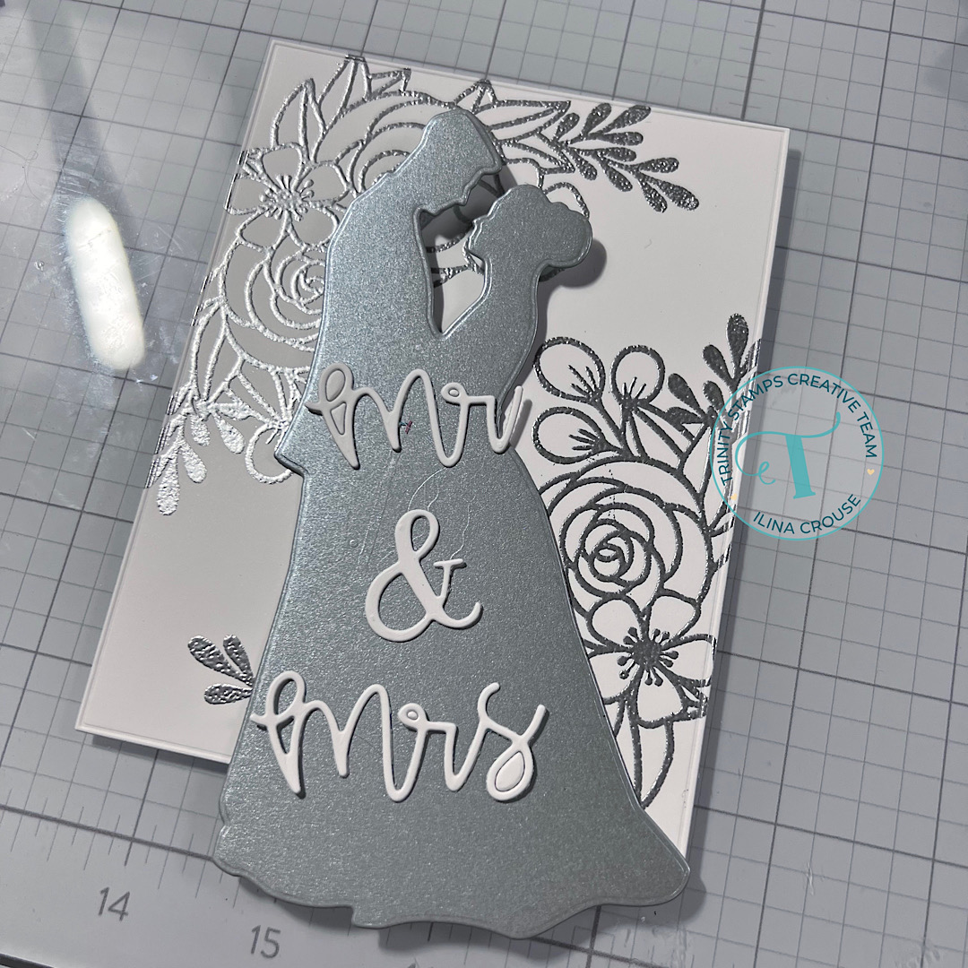 Silver and White Wedding Card – Trinity Stamps
