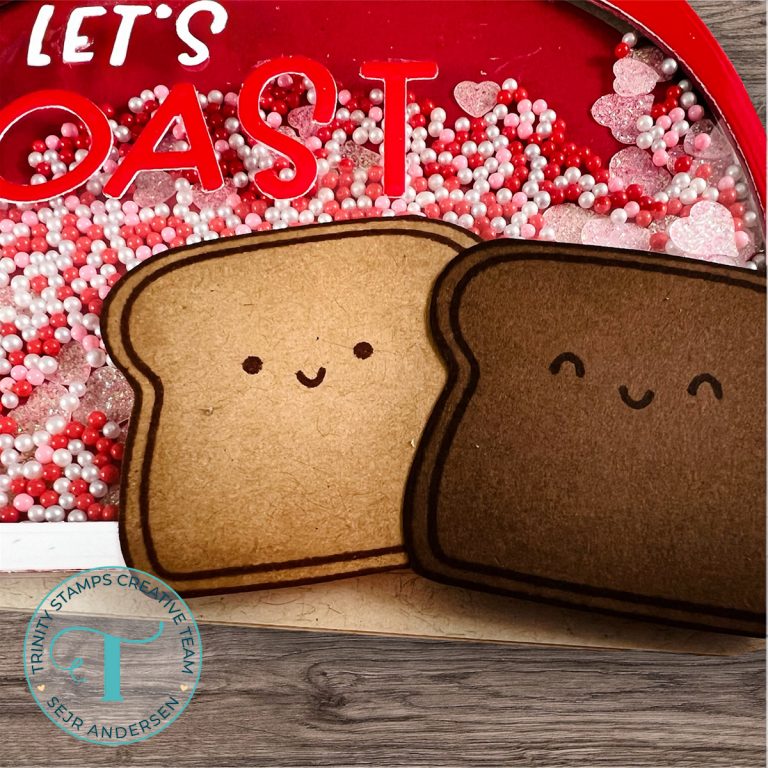 Let’s Toast Valentine Shaker Card – Trinity Stamps